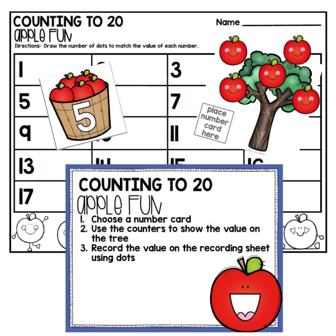 1st Grade September Math Center - Counting to 20 - Lucky Little Learners