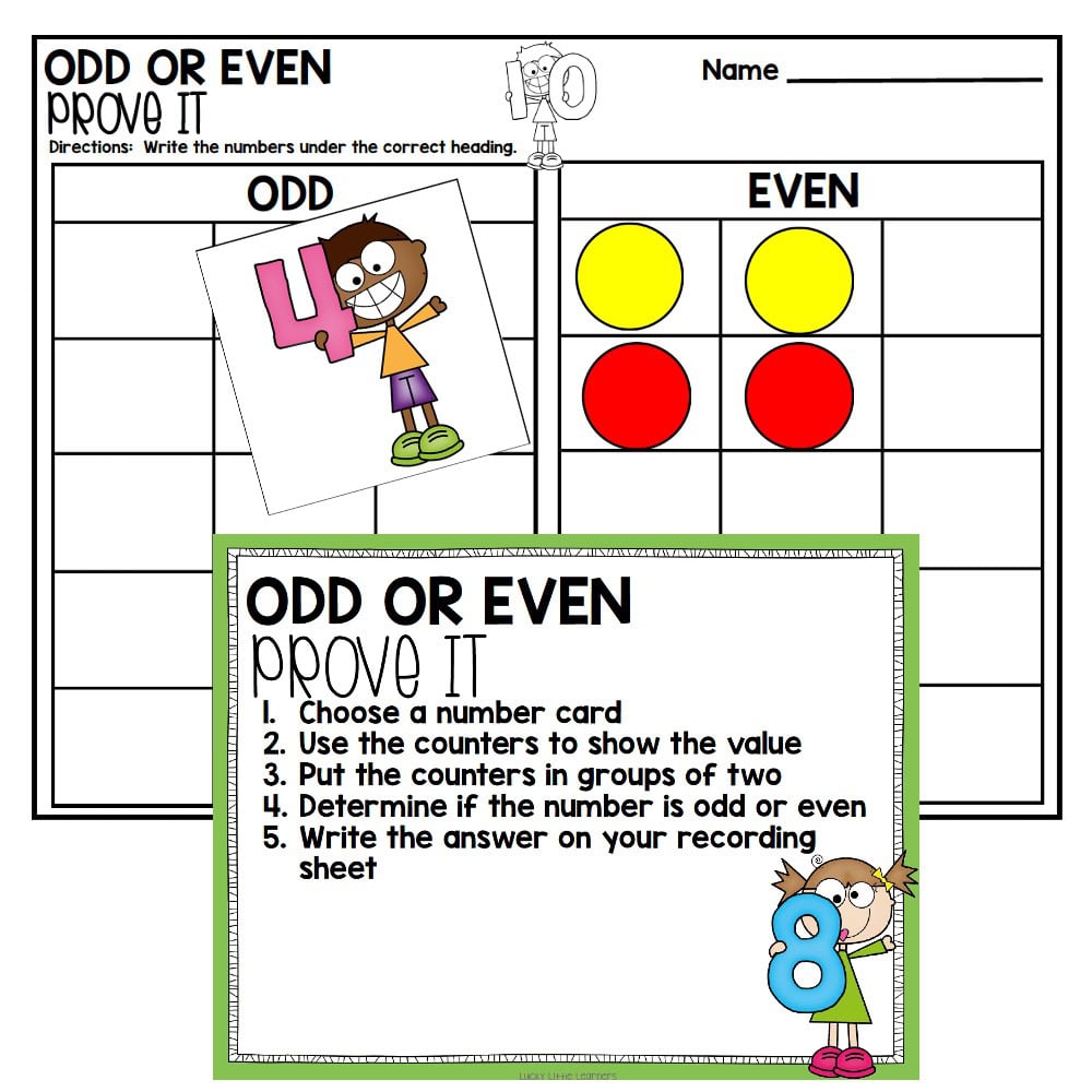 1st Grade September Math Center - Odd or Even - Lucky Little Learners