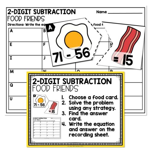 2nd Grade February Math Center - 2-Digit Subtraction with Regrouping ...