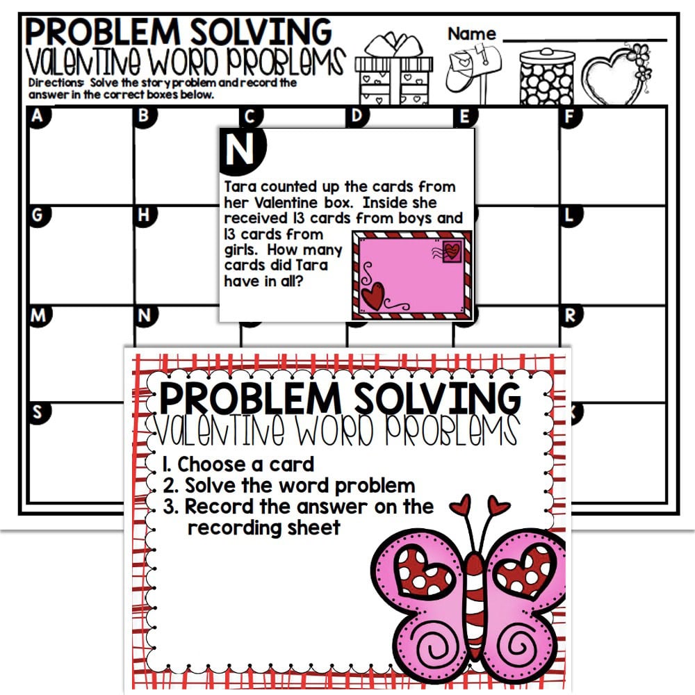 2nd Grade February Math Center - Problem Solving - Lucky Little Learners