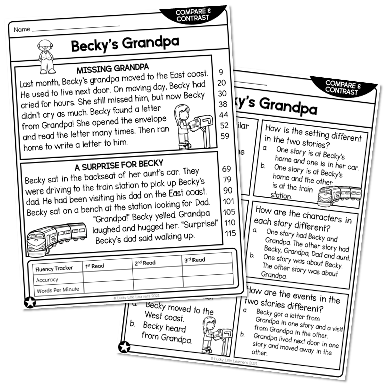 2nd Grade Fiction Compare and Contrast Reading Passage - Becky's ...