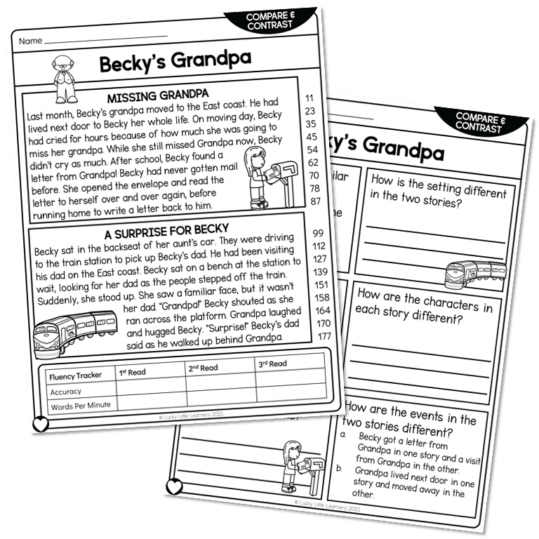 2nd Grade Fiction Compare and Contrast Reading Passage - Becky's ...