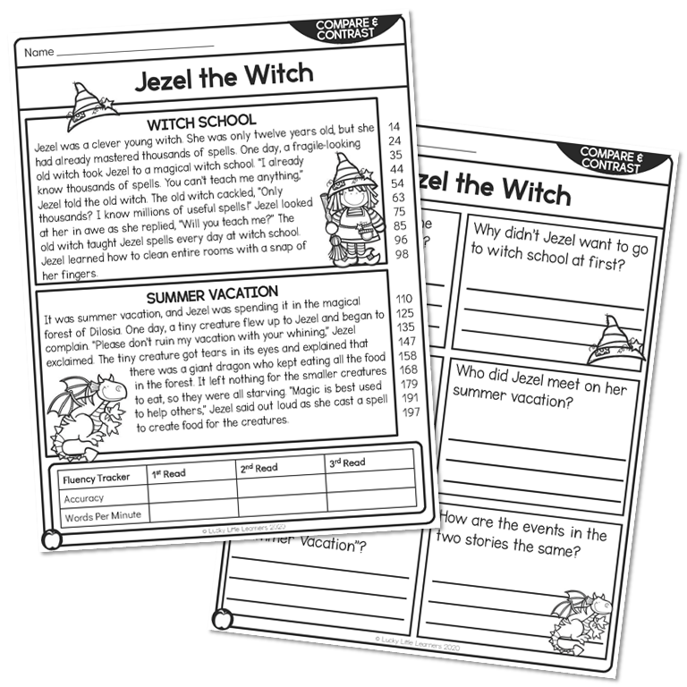 2nd Grade Fiction Compare and Contrast Reading Passage - Jezel the ...