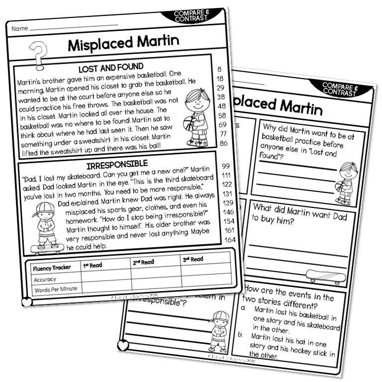 2nd Grade Fiction Compare and Contrast Reading Passage - Misplaced ...