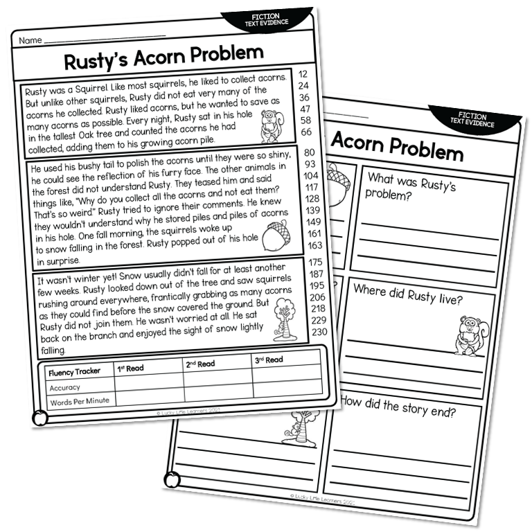 2nd Grade Fiction Text Evidence and 5 W's Reading Passage - Rusty's ...