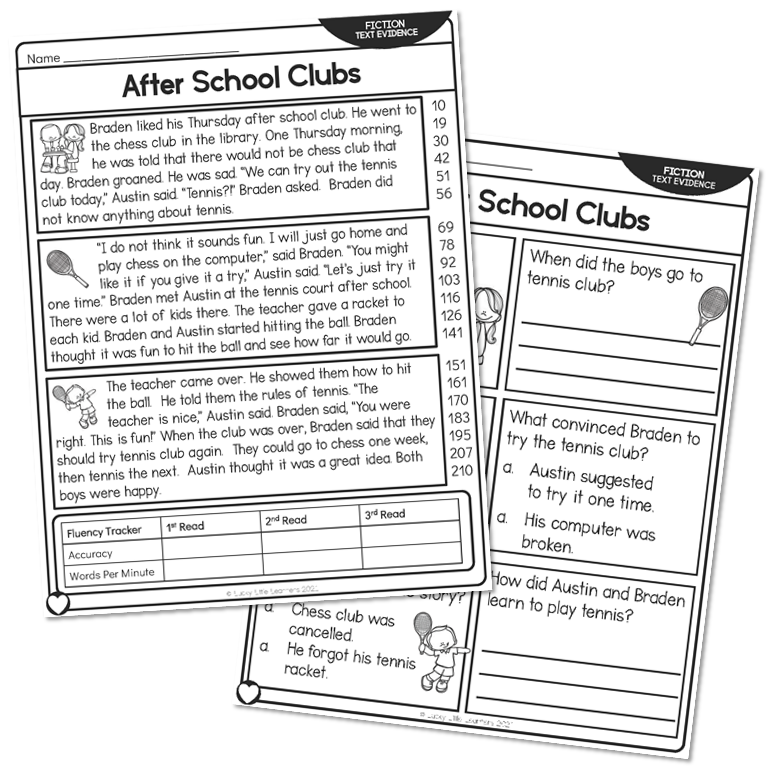 2nd Grade Fiction Text Evidence and 5 W's Reading Passage - After ...