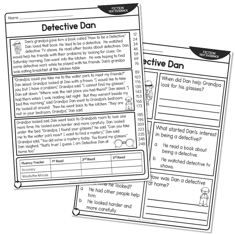 2nd Grade Fiction Text Evidence and 5 W's Reading Passage - Detective ...