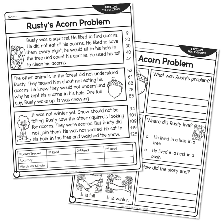 2nd Grade Fiction Text Evidence and 5 W's Reading Passage - Rusty's ...