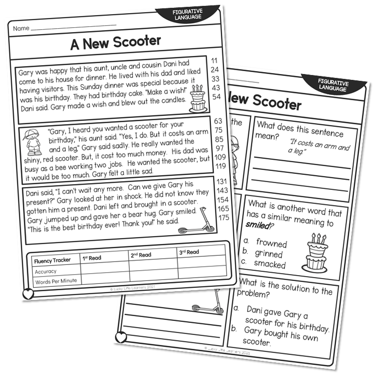 2nd Grade Figurative Language Reading Passage - A New Scooter - At ...