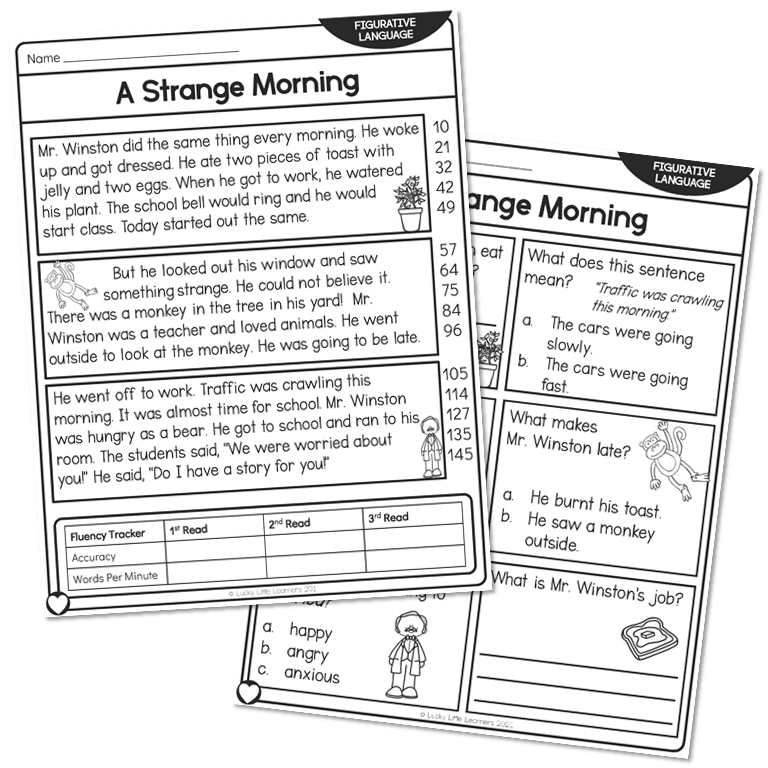 2nd Grade Figurative Language Reading Passage - A Strange Morning - At ...