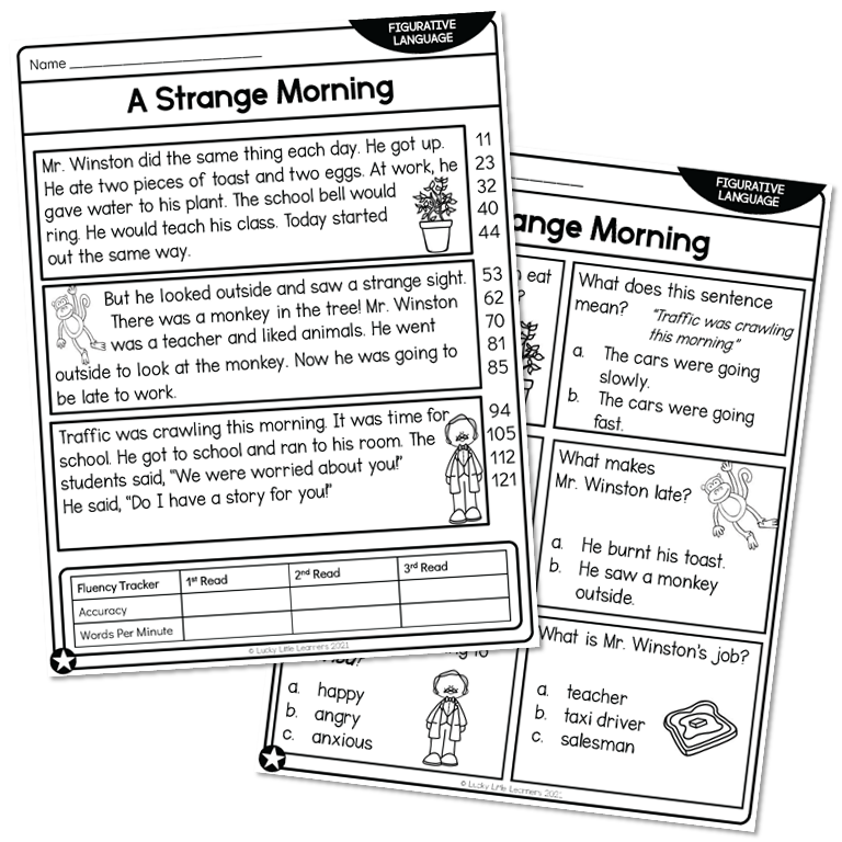 2nd Grade Figurative Language Reading Passage - A Strange Morning ...