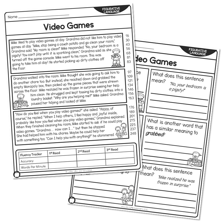 2nd Grade Figurative Language Reading Passage - Video Games - Above ...