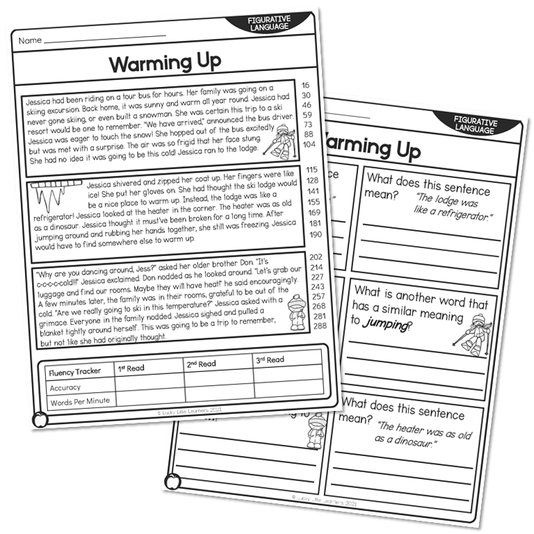 2nd Grade Figurative Language Reading Passage - Warming Up - Above ...