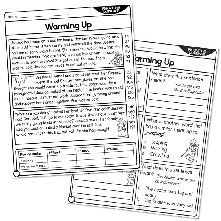 2nd Grade Figurative Language Reading Passage - Warming Up - At - Lucky ...