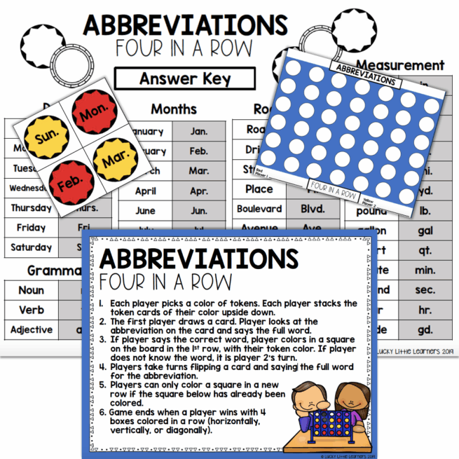 2nd Grade Grammar Center - Abbreviations - Lucky Little Learners