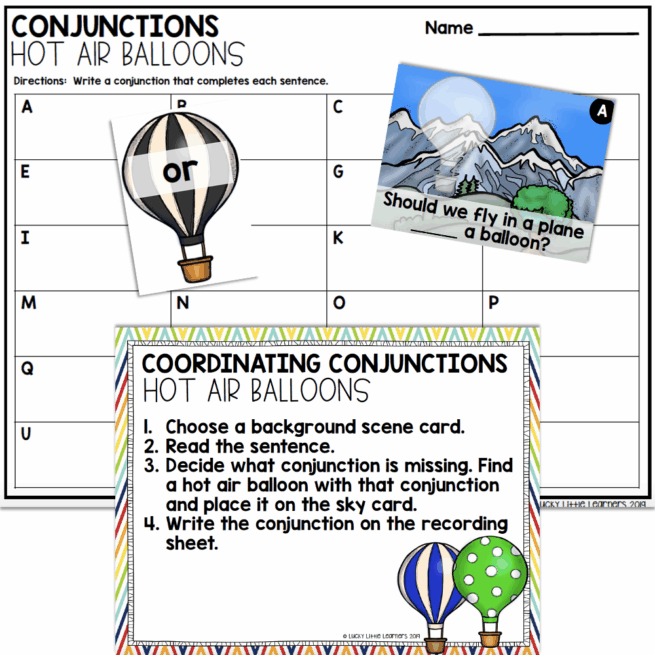 2nd Grade Grammar Center - Conjunctions - Lucky Little Learners