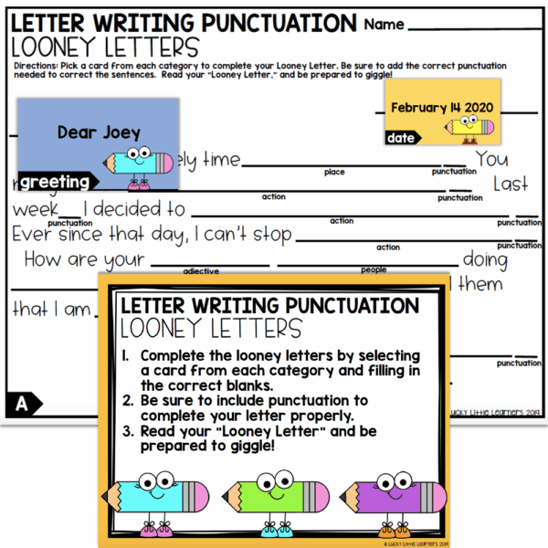 2nd Grade Grammar Center - Letter Writing Punctuation - Lucky Little ...