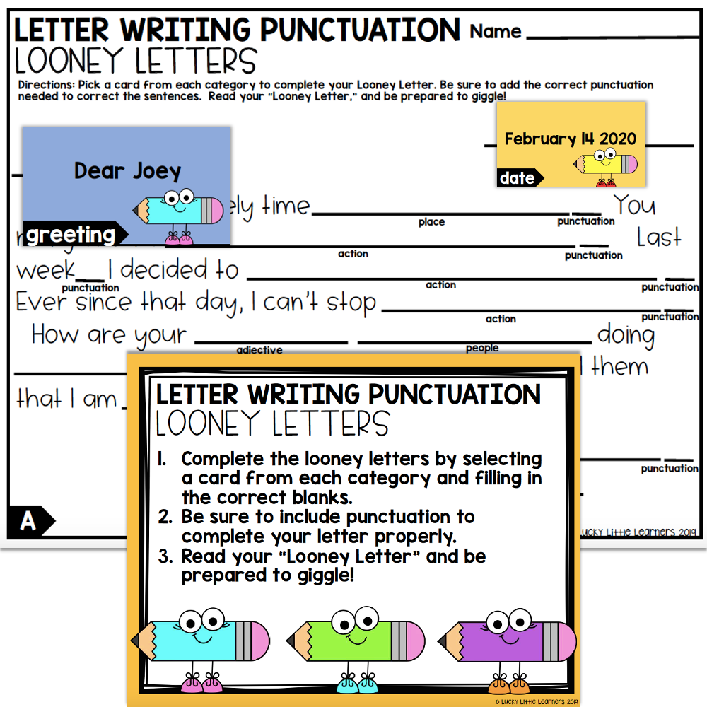 2nd Grade Grammar Center - Letter Writing Punctuation - Lucky Little ...
