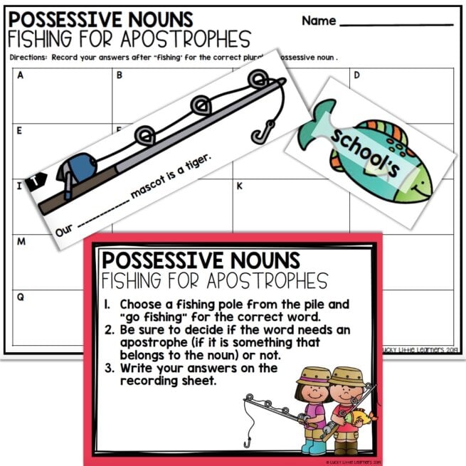 2nd Grade Grammar Center - Possessive Nouns - Lucky Little Learners