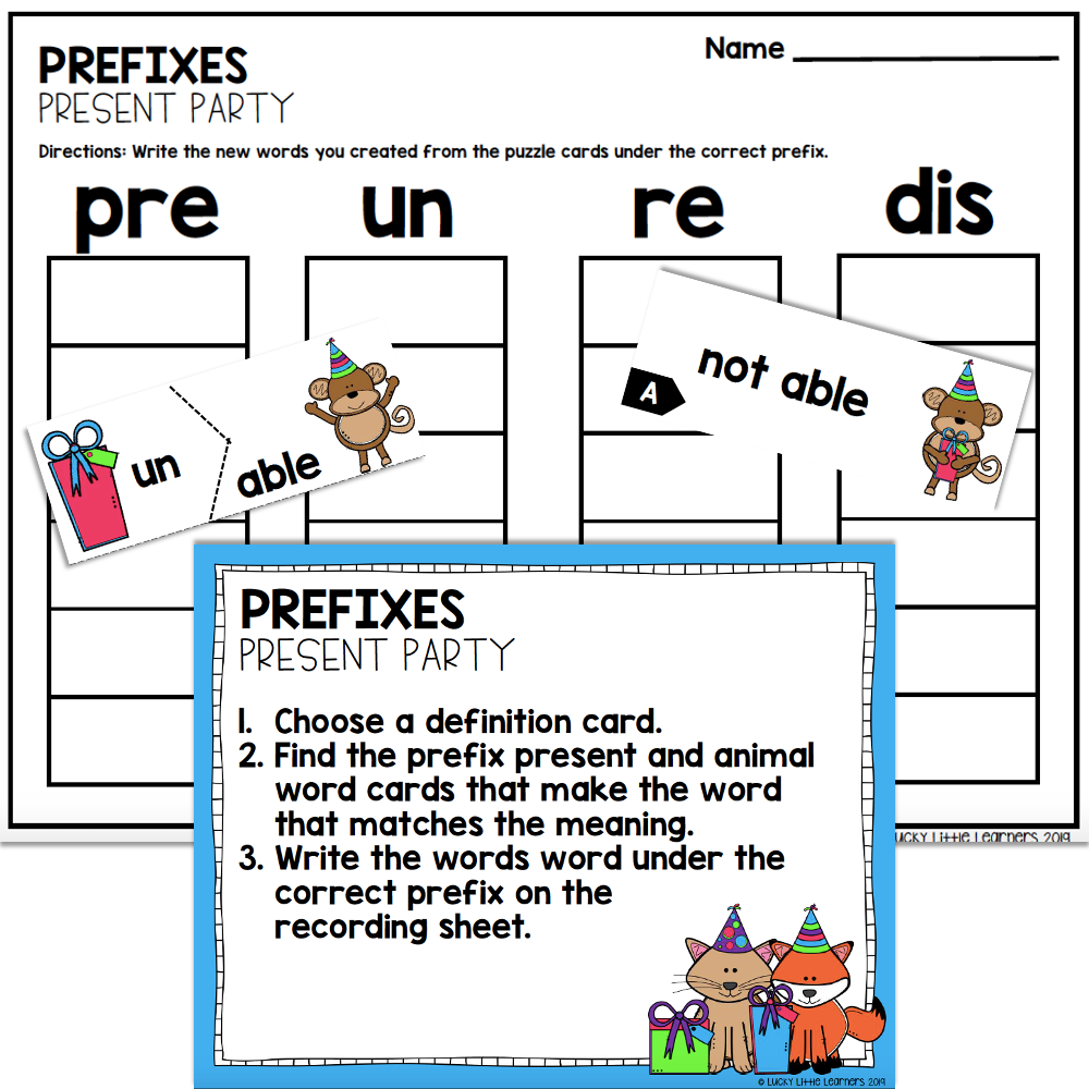 2nd Grade Grammar Center - Prefixes - Lucky Little Learners