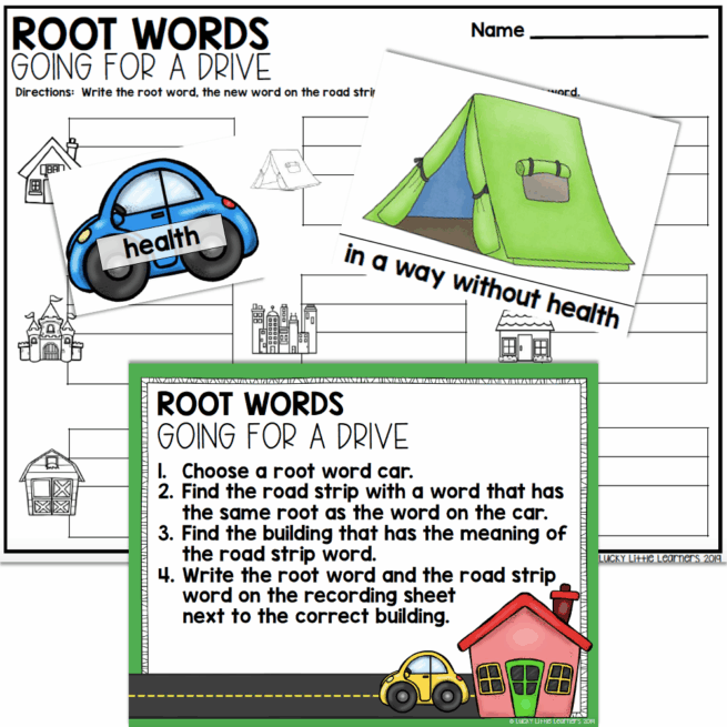 2nd Grade Grammar Center - Root Words - Lucky Little Learners