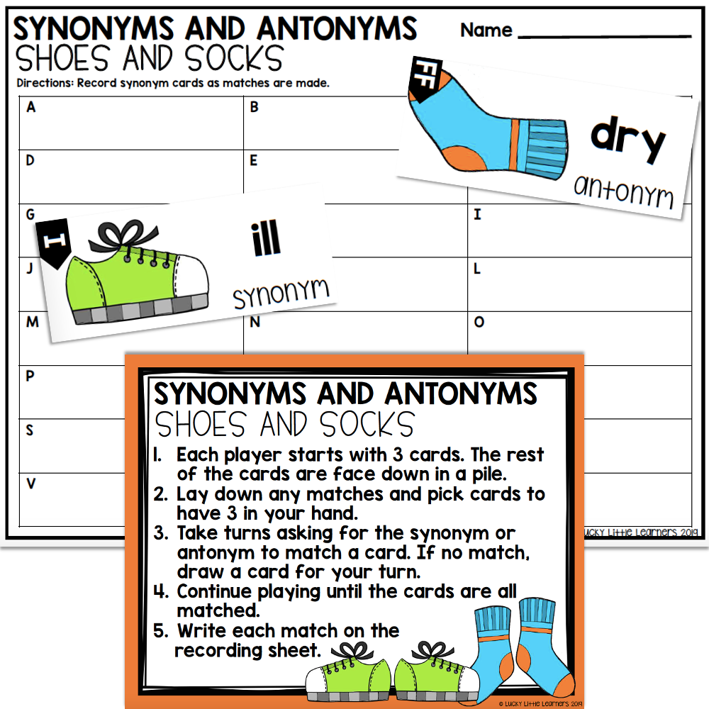 2nd Grade Grammar Center - Synonyms and Antonyms - Lucky Little Learners