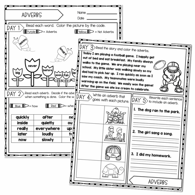 2nd Grade Grammar Worksheets - Adverbs - Lucky Little Learners