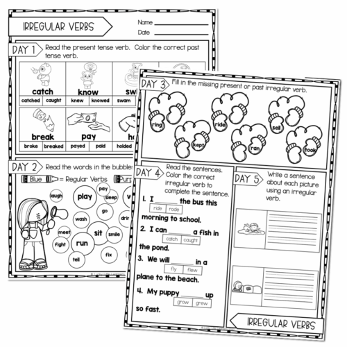 2nd Grade Grammar Worksheets - Irregular Verbs - Lucky Little Learners