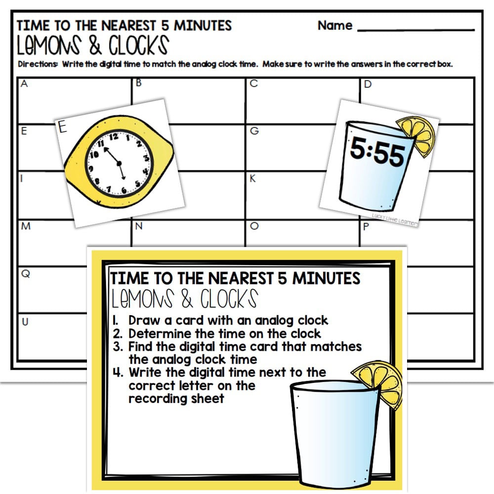 2nd Grade June Math Center - Time - Lucky Little Learners