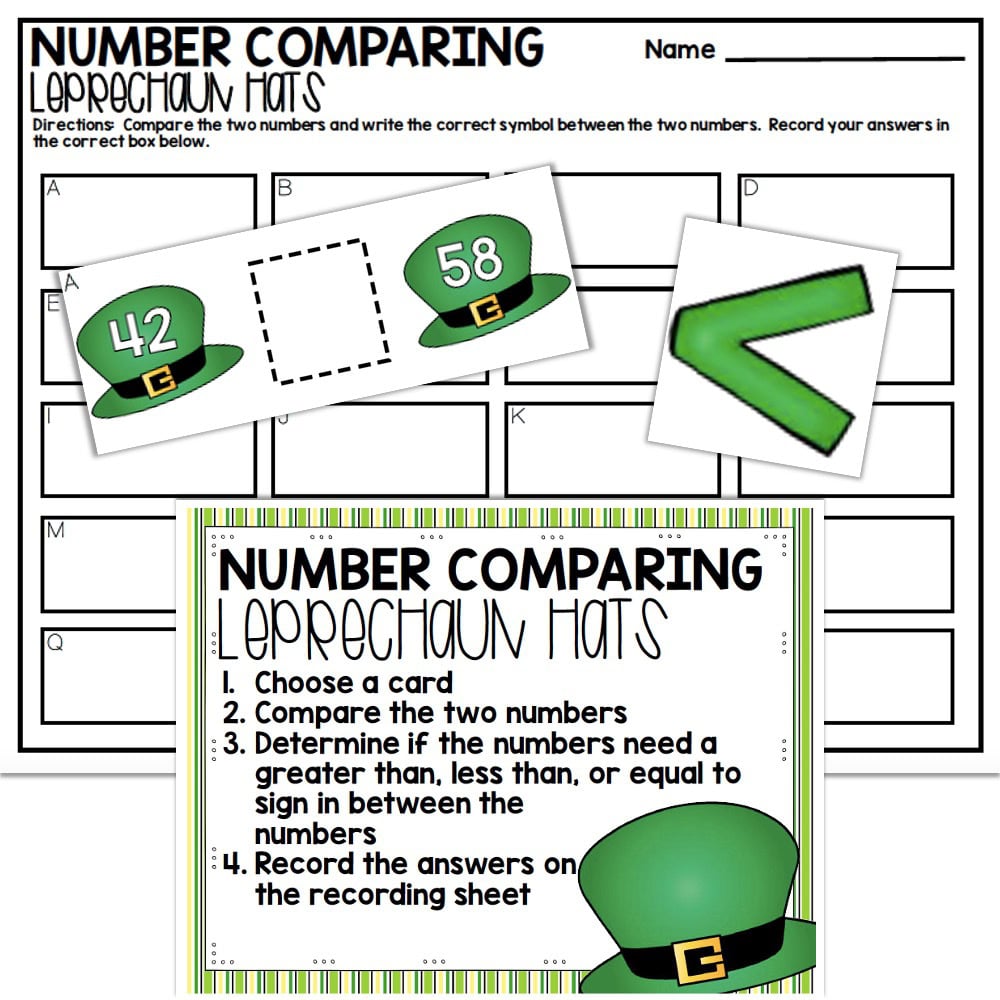 2nd Grade March Math Center - Number Comparing - Lucky Little Learners