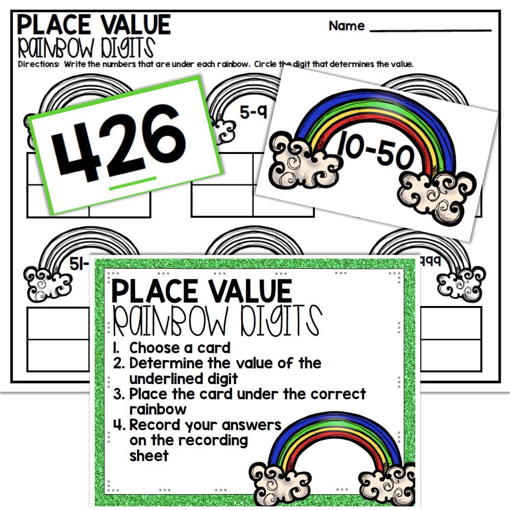 2nd Grade March Math Center - Place Value - Lucky Little Learners
