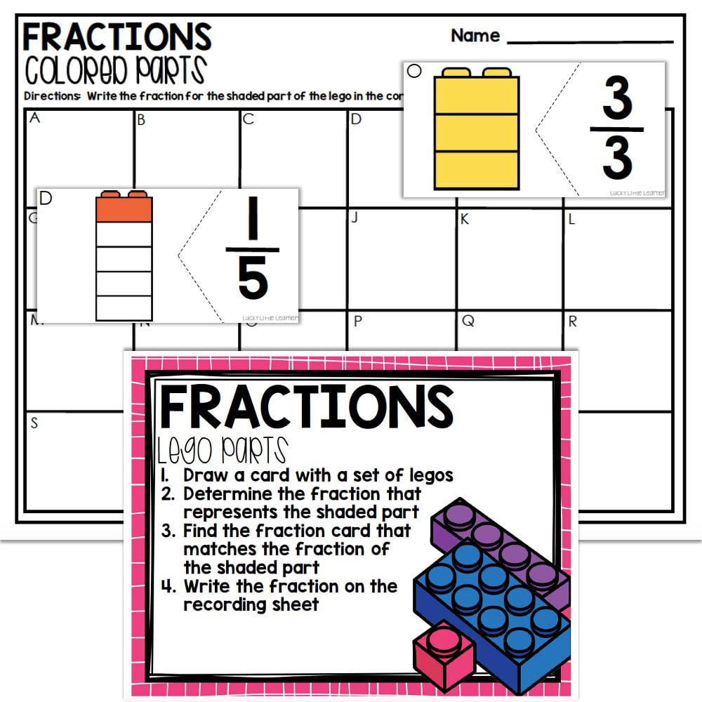 2nd Grade May Math Center - Fractions - Lucky Little Learners