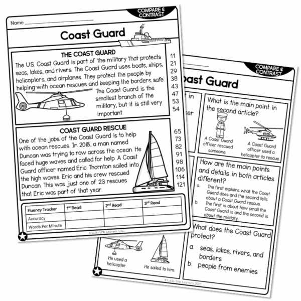 2nd Grade NonFiction Compare and Contrast Reading Passage - Coast Guard ...
