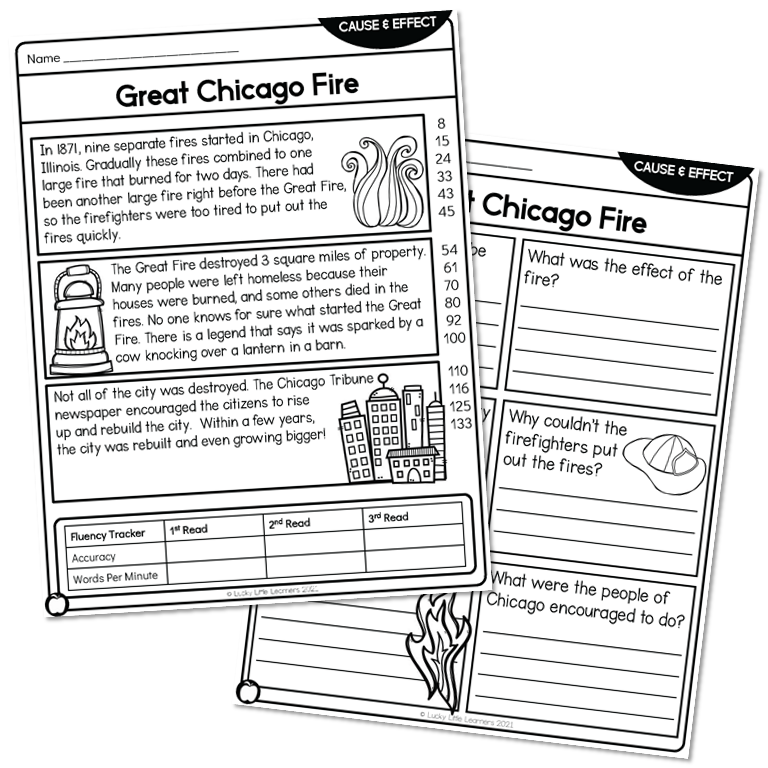 2nd Grade Nonfiction Cause and Effect Reading Passage - Great Chicago ...
