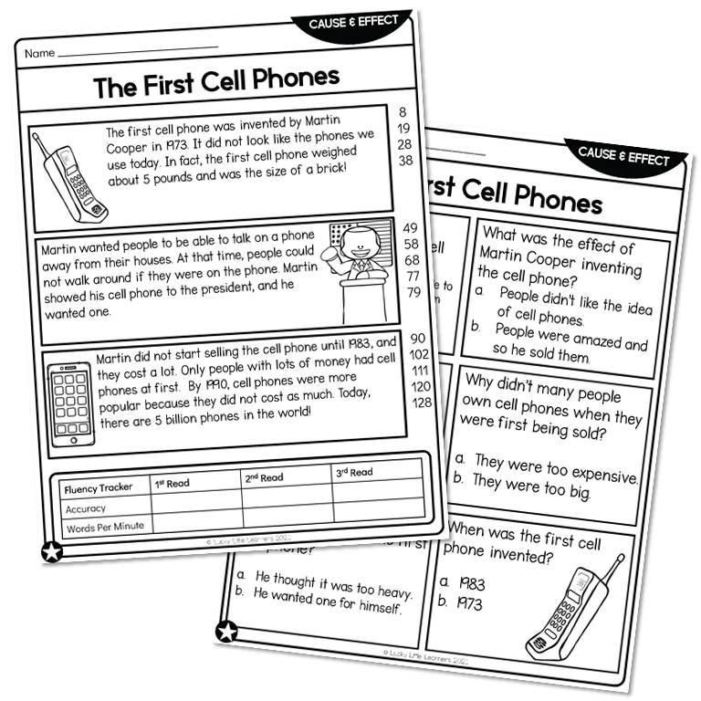 2nd Grade Nonfiction Cause and Effect Reading Passage - The First Cell ...