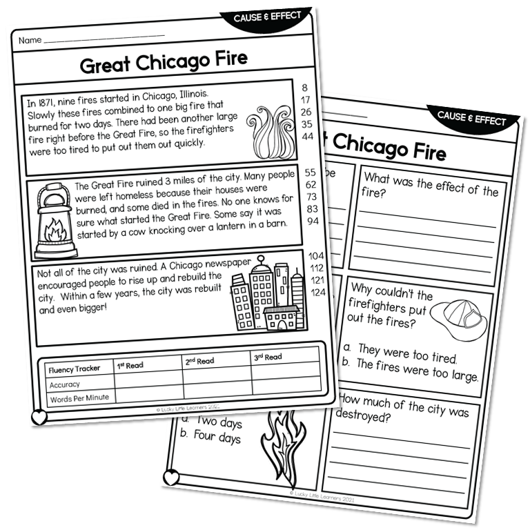 2nd Grade Nonfiction Cause and Effect Reading Passage - Great Chicago ...