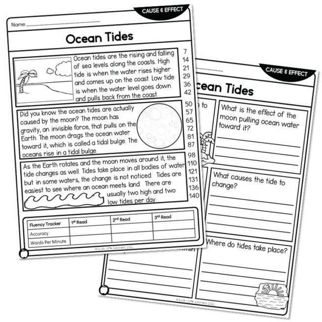 2nd Grade Nonfiction Cause and Effect Reading Passage - Ocean Tides ...