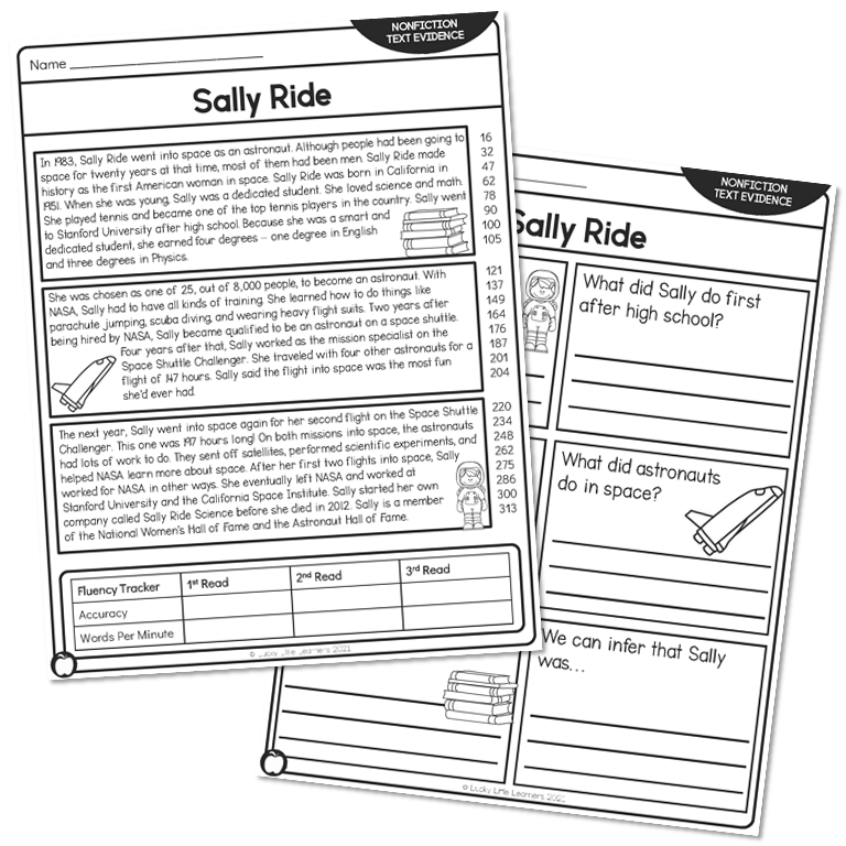 2nd Grade Nonfiction Text Evidence and 5 W's Reading Passage - Sally ...
