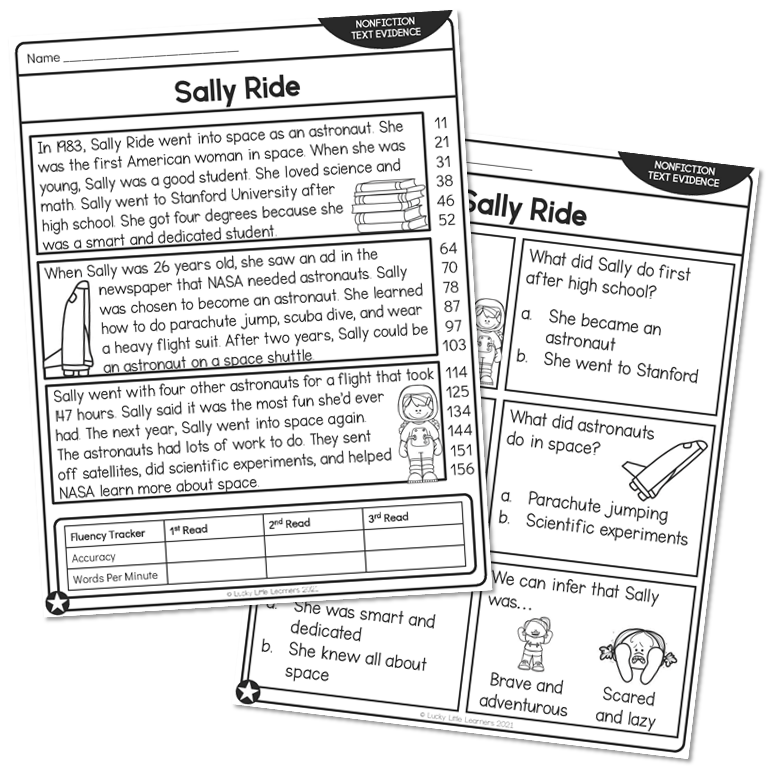 2nd Grade Nonfiction Text Evidence and 5 W's Reading Passage - Sally ...