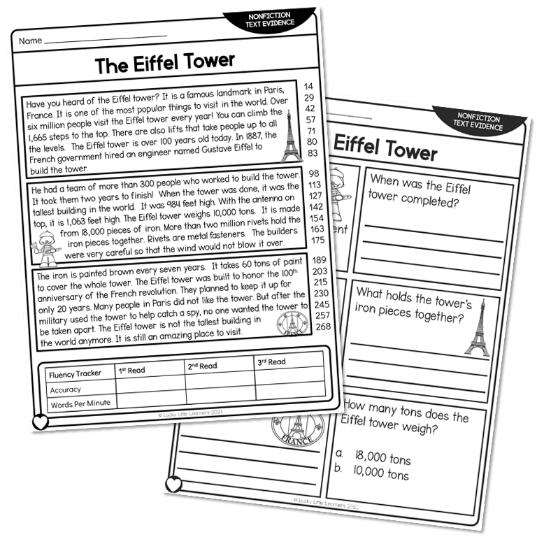2nd Grade Nonfiction Text Evidence and 5 W's Reading Passage - The ...