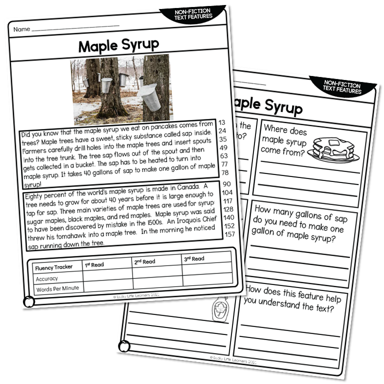 2nd Grade Nonfiction Text Features Reading Passage - Maple Syrup ...