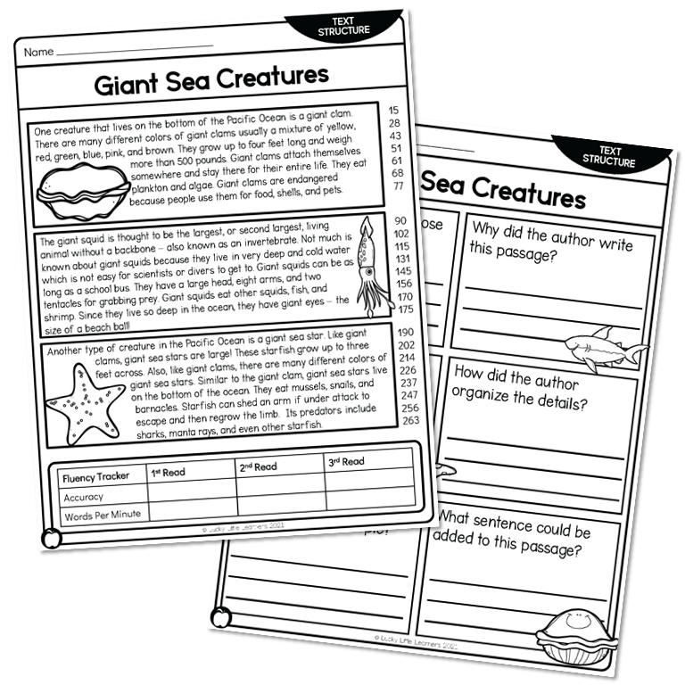 2nd Grade Nonfiction Text Structures Reading Passage - Giant Sea ...