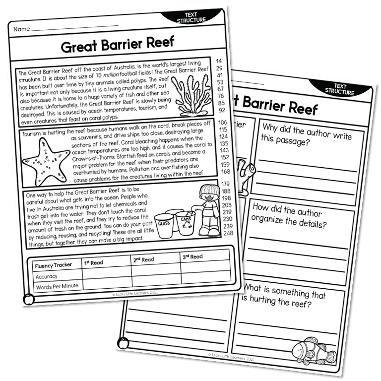 2nd Grade Nonfiction Text Structures Reading Passage - Great Barrier ...