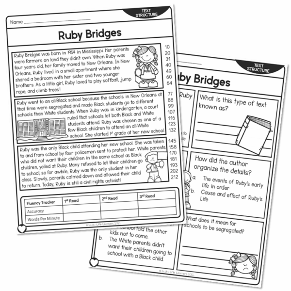 2nd Grade Nonfiction Text Structures Reading Passage - Ruby Bridges ...