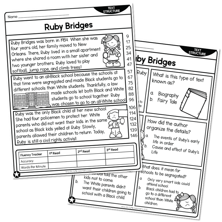 2nd Grade Nonfiction Text Structures Reading Passage - Ruby Bridges ...