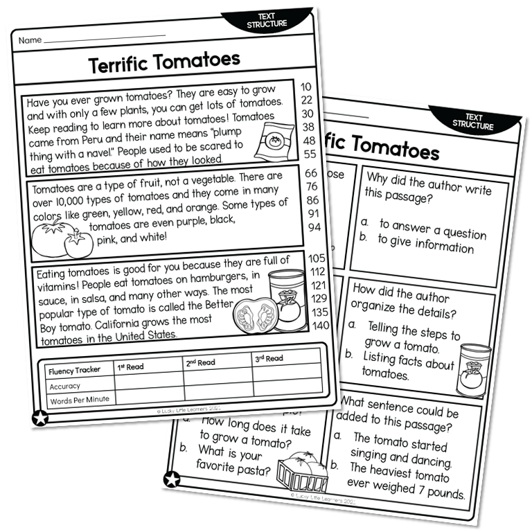 2nd Grade Nonfiction Text Structures Reading Passage - Terrific ...