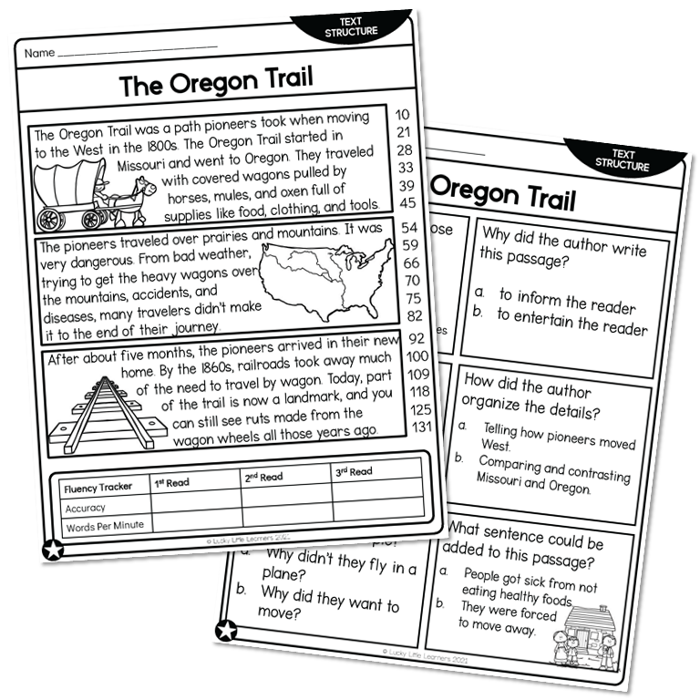 2nd Grade Nonfiction Text Structures Reading Passage - The Oregon Trail ...