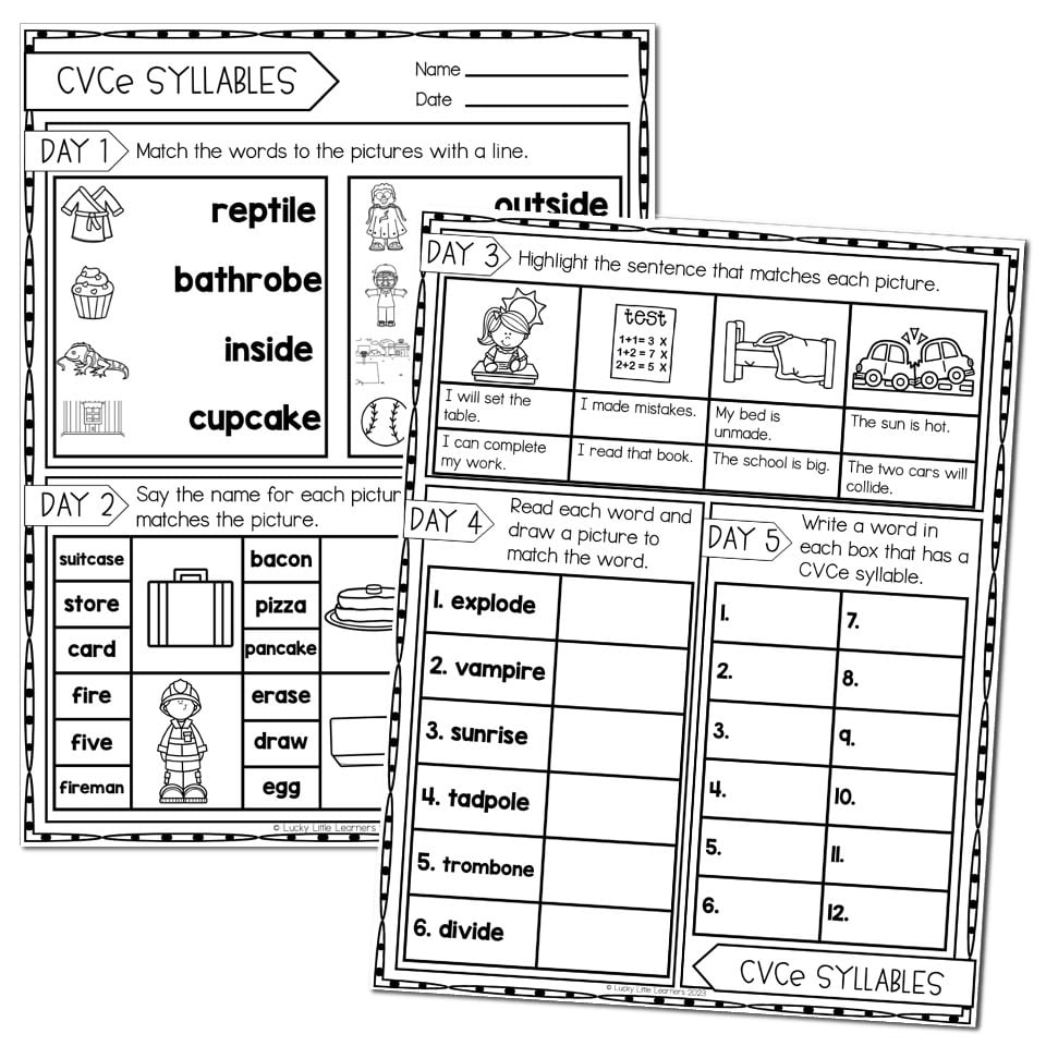 2nd Grade Phonics Worksheets - CVCe Syllables - Lucky Little Learners