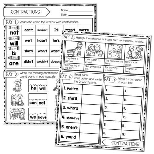 2nd Grade Phonics Worksheets - Contractions - Lucky Little Learners