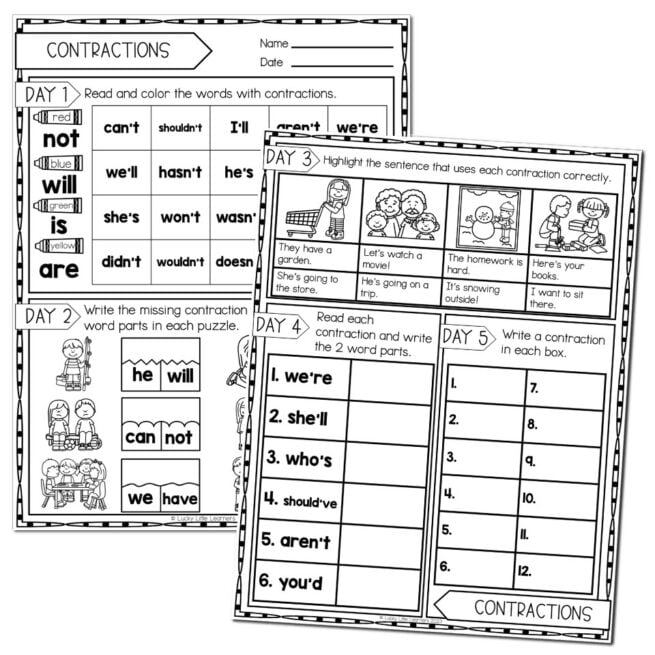 2nd Grade Phonics Worksheets - Contractions - Lucky Little Learners
